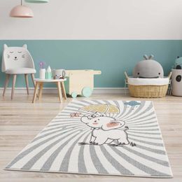Carpet City Kinderteppich »Anime9388« rechteckig 11 mm Höhe Spielteppich, Elefant, Weicher Flor, Pflegeleicht, Kinderzimmer creme Obermaterial:...