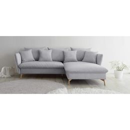 OTTO home Ecksofa &raquo;MERLE, 258 cm, L-Form, traumhafter Cord,&laquo; mit Bettfunktion und Bettkasten, Liegefl&auml;che 224 x 139 grau 100% Polyester;Federung 