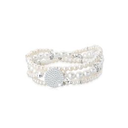Elli Premium Perlenarmband Set &raquo;Layering synthetischen Perlen 925 Silber&laquo; Wei&szlig; + wei&szlig; 19cm Funkelndes Armband aus 925er Sterling Silber
