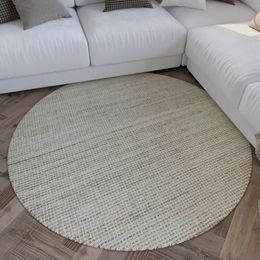 Wecon Home Teppich &raquo;Hamptons FOURTEEN&laquo; rund 10 mm H&ouml;he Fasermix, Kurzflor, Wohnzimmer, Schlafzimmer, elegant, Karo-Muster greige Obermaterial: 50%...