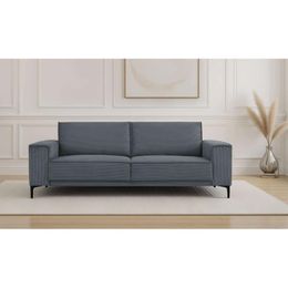OTTO HOME 3-Sitzer »3er Sofa Oland, Struktur, Flachgewebe, Luxus-Microfaser, Boucle« 224 cm, Wellenunterfederung, Skandi-Design, Metallfüße dark grey