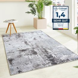 LUXOR living Teppich &raquo;Lago&laquo; rechteckig 6 mm H&ouml;he faltbarer Teppich, modernes Design, waschbar, In- und Outdoor geeignet grau Polyester