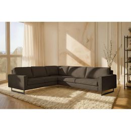 Home Affaire Ecksofa &raquo;Pinto, XXL, 250/290 cm, langer Schenkel, Ottomane&laquo; Cord, Chenille, Lederoptik, mit Keder, Metallf&uuml;&szlig;e, Wellenunterfederung 100% 