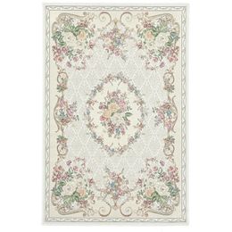 Theko Teppich &raquo;Flomi Floral&laquo; rechteckig 3 mm H&ouml;he gewebt, Blumen Design, ideal im Wohnzimmer & Schlafzimmer beige Baumwolle, Kunstfaser