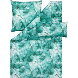 Estella Bettw&auml;sche &raquo;MARBLE&laquo; 3 Stk. tlg. Gratiskissenbezug 40x80 cm t&uuml;rkis Obermaterial: 100% Baumwolle B/L: 135 cm x 200 cm