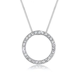 Elli Collierkettchen »Anhänger Rund 925 Silber, mit Kristallen von Swarovski « Silber 45 Elegante Halskette aus 925er Sterling Silber