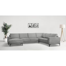 OTTO HOME Wohnlandschaft »XXL Sofa Oland, Struktur, Flachgewebe, Luxus-Microfaser, Boucle« U-Form, 342 cm, Wellenunterfederung, Skandi-Design,...