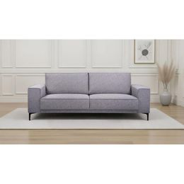 OTTO HOME 3-Sitzer »3er Sofa Oland, Struktur, Flachgewebe, Luxus-Microfaser, Boucle« 224 cm, Wellenunterfederung, Skandi-Design, Metallfüße hellgrau