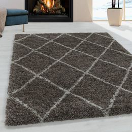 Ayyildiz Teppiche Hochflor-Teppich &raquo;ALVOR 3401&laquo; rechteckig 50 mm H&ouml;he Shaggy, Langflor, L&auml;ufer, pflegeleicht, Wohnzimmer taupe Obermaterial: 100%...