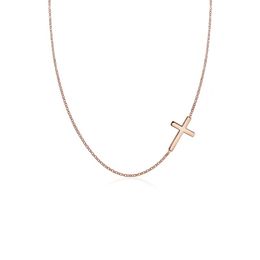 Elli Kette mit Anh&auml;nger &raquo;mit Kreuz Schlicht 925 Sterling Silber&laquo; Rosegold 45 Moderne Trend Kreuz Halskette f&uuml;r die Frau