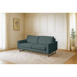 Home Affaire 3-Sitzer &raquo;Pinto, 206 cm, Cord, Chenille, Lederoptik&laquo; mit Keder, schwarze Metallf&uuml;&szlig;e, Wellenunterfederung blau 92% Polyester, 8% Nylon