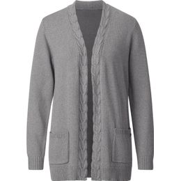 CR&Eacute;ATION L Damen Strickjacke mit aufgesetzten Taschen anthrazit-ecru-meliert Gr&ouml;&szlig;e 40