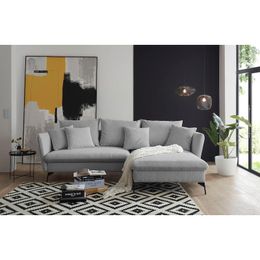 OTTO home Ecksofa &raquo;LIVORNO,258 cm, L-Form,&laquo; Schlaffunktion u. Bettkasten (139/224cm), Samt, Struktur, Webstoff grau 100% Polyester;PU-Schaum und Nosag