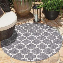 Carpet City Outdoorteppich &raquo;Outdoor 462&laquo; rund 5 mm H&ouml;he UV-best&auml;ndig, Flachgewebe, auch in quadratischer Form erh&auml;ltlich grau Obermaterial: 100%...