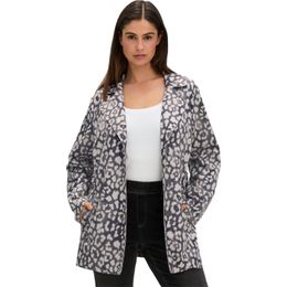 sheego Damen Jacke mit Leoprint schwarz-bedruckt Gr&ouml;&szlig;e 40
