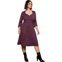 sheego by Joe Browns Damen Cocktailkleid mit Taillenband burgund Gr&ouml;&szlig;e 56