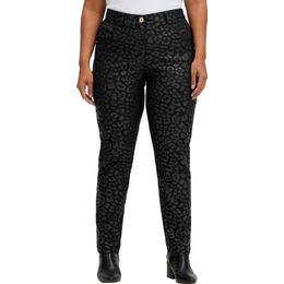 sheego Damen Bengalinhose mit beschichtetem Leo-Print schwarz-bedruckt Gr&ouml;&szlig;e 46