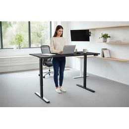Riess Ambiente Höhenverstellbarer Schreibtisch BLACK DESK 140cm anthrazit schwarzes Metallgestell Riess-Ambiente rechteckig Industrie & Loft Modern