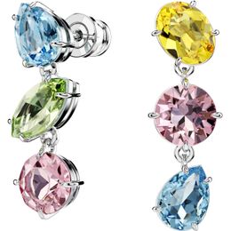 Paar Ohrstecker Swarovski "Schmuck Geschenk Gema Drop-Ohrhänger", bunt (metallfarben, blau, grün, rosa, gelb, blau, grün, rosa, gelb), Ohrringe, Damen, Metall, mit Swarovski Kristall