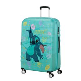 Hartschalen-Trolley American Tourister "WAVEBREAKER DISNEY, verschiedene Motive", Kinder, Gr. B/H/T: 52cm x 77cm x 29cm 96 l, stitch flower, ABS, Koffer, Reisekoffer Reisegepäck