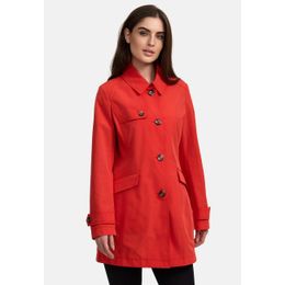 Trenchcoat Manisa, Damen, Gr. 38, rot, Obermaterial: 100% Polyester. Futter: 100% Polyester, unifarben, regular fit ca. Mitte Oberschenkel, ohne Ausschnitt, mit Riegel 2-Knopf-Manschette, Mäntel, mit Koller