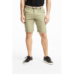 Chinoshorts LINDBERGH, Herren, Gr. XL, N-Gr, grün (army), Web, Obermaterial: 98% Baumwolle, 2% Elasthan, slim fit kniefrei, Hosen, mit Gürtel und Stretch