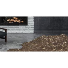 Kayoom Lederteppich &raquo;Glam 110 - Rinderfellteppich&laquo; tierfellf&ouml;rmig 3 mm H&ouml;he 100% Rindsleder, ca. Ma&szlig;e, Akzente in Silber/Gold braun Rindsleder