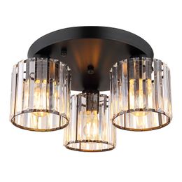 Globo LIGHTING Deckenleuchte &raquo;JORDANA&laquo; E27 1 Stk. Deckenlampe schwarz Acrylkristalle DM 35cm Wohnzimmer schwarz matt
