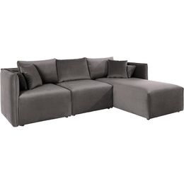 OTTO home Ecksofa &raquo;N&ouml;re L-Form&laquo; 3 Teile, in vielen Bezugsqualit&auml;ten und Farben. Modulteile s. "N&ouml;re" grau Samtoptik (100% Polyester);Struktur (100% 