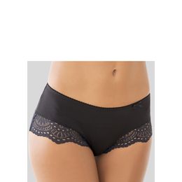Panty Lascana "Aurora", Damen, Gr. 32/34, schwarz, Spitze, Obermaterial: 86% Polyamid, 14% Elasthan, körpernah, Unterhosen Panty, mit edlem Spitzeneinsatz an den Beinausschnitten