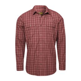 Langarmshirt HERO by John Medoox "HARRY Kent Hemd Langarm", Herren, Gr. L, rot check, Flanell, 60% Baumwolle, 40% Polyester, regular fit, Shirts, Regular Fit Casual Funktionsmaterial für Herren