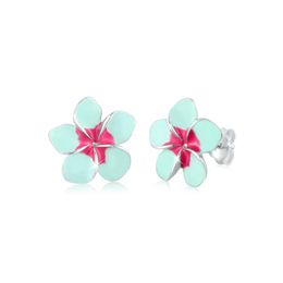 Elli Paar Ohrstecker »Frangipani Blüte Natur Blume Emaille 925 Silber« Bunt onesize Elegante Ohrringe aus 925er Sterling Silber