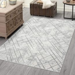 Carpet City Teppich &raquo;ANTIK245&laquo; rechteckig 10 mm H&ouml;he Kurzflor, 3D-Optik, Klassisch-Modern f&uuml;r Wohnzimmer, Schlafzimmer Grau Obermaterial: 100%...