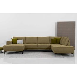 OTTO HOME Wohnlandschaft »XXL Sofa Oland, Struktur, Flachgewebe, Luxus-Microfaser, Boucle« U-Form, 345 cm, Wellenunterfederung, Skandi-Design,...