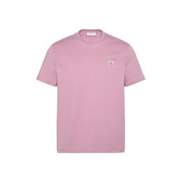 T-Shirt Calvin Klein Jeans "SS BADGE 30S JERSEY CLASSIC TEE", Herren, Gr. L, orchid haze, Single Jersey, Obermaterial: 100% Baumwolle, unifarben, regular fit normal, Rundhals, eingesetzt abgesteppte Kante, Shirts
