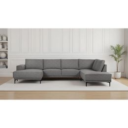 OTTO HOME Wohnlandschaft »XXL Sofa Oland, Struktur, Flachgewebe, Luxus-Microfaser, Boucle« U-Form, 345 cm, Wellenunterfederung, Skandi-Design,...