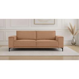 OTTO HOME 3-Sitzer »3er Sofa Oland, Struktur, Flachgewebe, Luxus-Microfaser, Boucle« 224 cm, Wellenunterfederung, Skandi-Design, Metallfüße light...