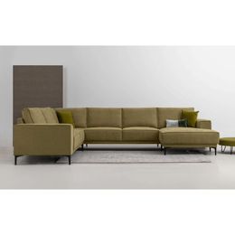 OTTO HOME Wohnlandschaft »XXL Sofa Oland, Struktur, Flachgewebe, Luxus-Microfaser, Boucle« U-Form, 342 cm, Wellenunterfederung, Skandi-Design,...
