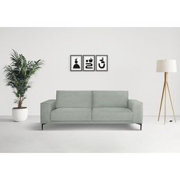 OTTO HOME 3-Sitzer »3er Sofa Oland, Struktur, Flachgewebe, Luxus-Microfaser, Boucle« 224 cm, Wellenunterfederung, Skandi-Design, Metallfüße sapphire