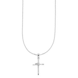 Bruno Banani Kette mit Anhänger »Schmuck Geschenk Silberkette mit Anhänger leicht gewölbtes Kreuz« silberfarben-kristallweiß Elegante Kette mit...