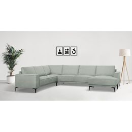OTTO HOME Wohnlandschaft »XXL Sofa Oland, Struktur, Flachgewebe, Luxus-Microfaser, Boucle« U-Form, 342 cm, Wellenunterfederung, Skandi-Design,...