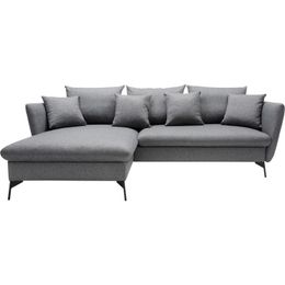 OTTO HOME Ecksofa »LIVORNO, 258 cm, L-Form, « Schlaffunktion u. Bettkasten (139/224cm), Samt, Struktur, Webstoff Anthrazit