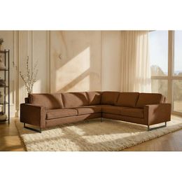 Home Affaire Ecksofa &raquo;Pinto, XXL, 250/290 cm, langer Schenkel, Ottomane&laquo; Cord, Chenille, Lederoptik, mit Keder, Metallf&uuml;&szlig;e, Wellenunterfederung 100% 