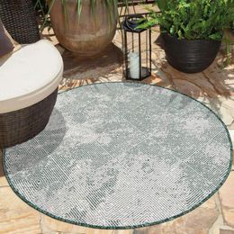 Carpet City Outdoorteppich &raquo;DUO RUG 5845&laquo; rund 5 mm H&ouml;he Wendeteppich Wetterfest In- & Outdoor, Balkon, Terrasse, Wohnzimmer Gr&uuml;n Obermaterial:...