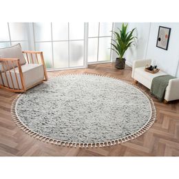 MyFlair MÖBEL & ACCESSOIRES Hochflor-Teppich »Moroccan Rockface« rund 24 mm Höhe modern, marokkanisches Design, meliert, flauschig weich, mit...