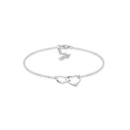 Elli DIAMONDS Armband &raquo;Herz Anh&auml;nger Liebe Diamant (0.015 ct.) 925 Silber&laquo; Silber + wei&szlig; 19cm Diamant Armband aus 925er Sterling Silber