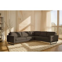 Home Affaire Ecksofa &raquo;Pinto, XXL, 250/290 cm, langer Schenkel, Ottomane&laquo; Cord, Chenille, Lederoptik, mit Keder, Metallf&uuml;&szlig;e, Wellenunterfederung 100% 