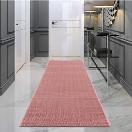 Carpet City Teppich »Friseé-Teppich FANCY805« rechteckig 12 mm Höhe Läufer, Kurzflor, Einfarbig, 3D-Optik, Zickzack Look, Wohnzimmer rosé...
