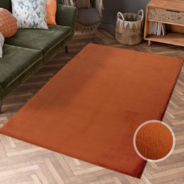 Carpet City Hochflor-Teppich »TOPIA 400« rechteckig 21 mm Höhe Kunstfell-Teppich mit Kaninchenfell-Optik, Haptik, Schlafzimmer terra Obermaterial:...