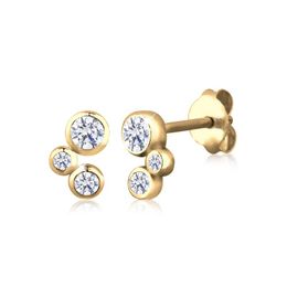 Elli Premium Paar Ohrstecker &raquo;Basic Geo Hochwertig Zirkonia 585 Gelbgold&laquo; Wei&szlig; onesize Elegante Ohrringe aus 585 Gelbgold